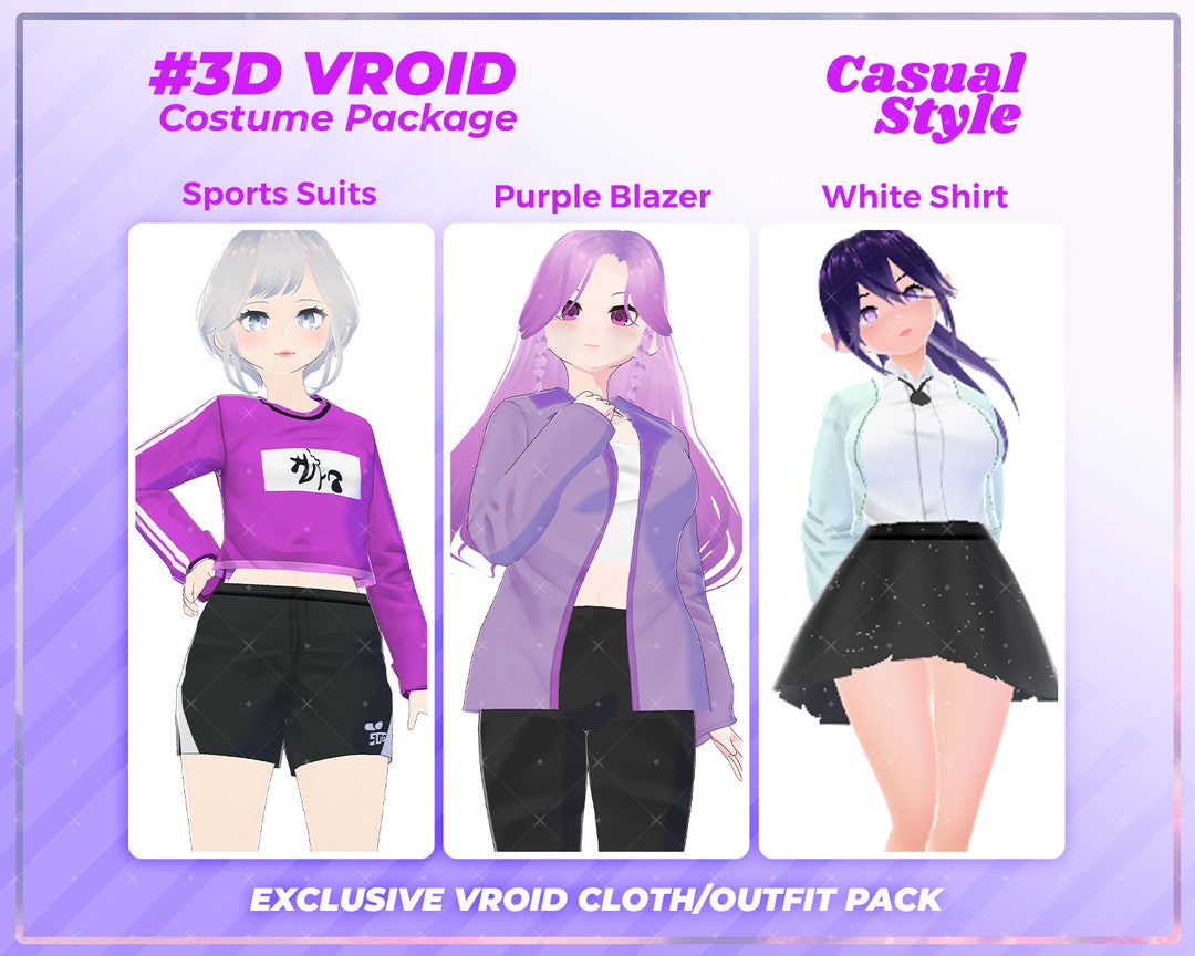 Vroid Clothing Bundle With Complete Casual Wardrobe Vroid Clothing Pack, Costume, Vroid, Clothes ...