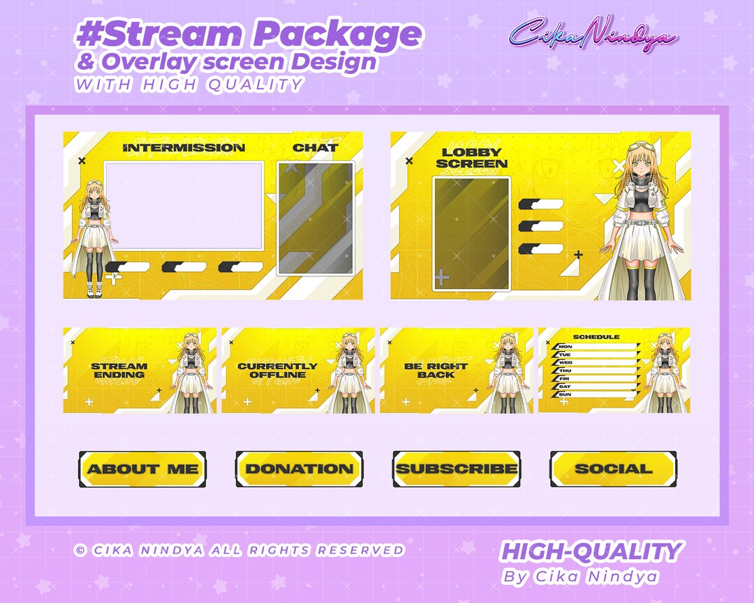 Cyberpunk Stream Overlay Package: Twitch, Youtube, Vtuber (PSD/PNG/JPG ...