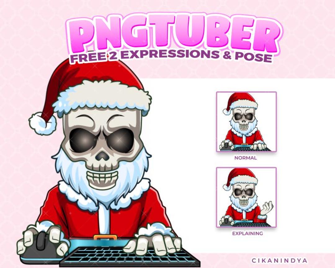 Skeleton Santa PNG Tuber Avatar: Christmas Skull Vtuber Model - Etsy