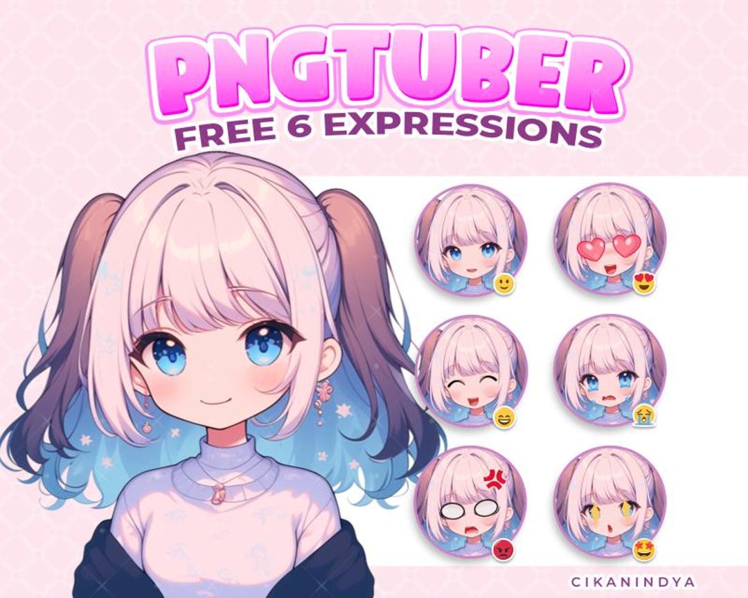Cute Twin-tail Pngtuber – Perfect for Vtubers and Creators - Etsy