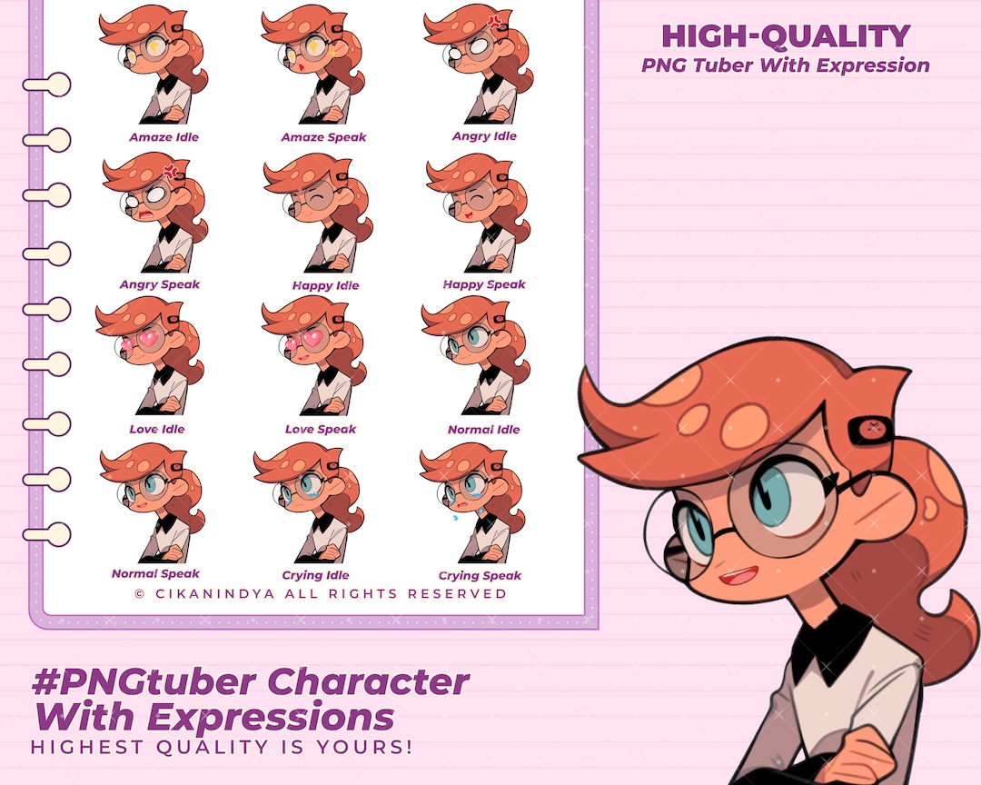 Pngtuber | PNG Tuber for Distinctive Streaming | 12 Expressions Avatar ...