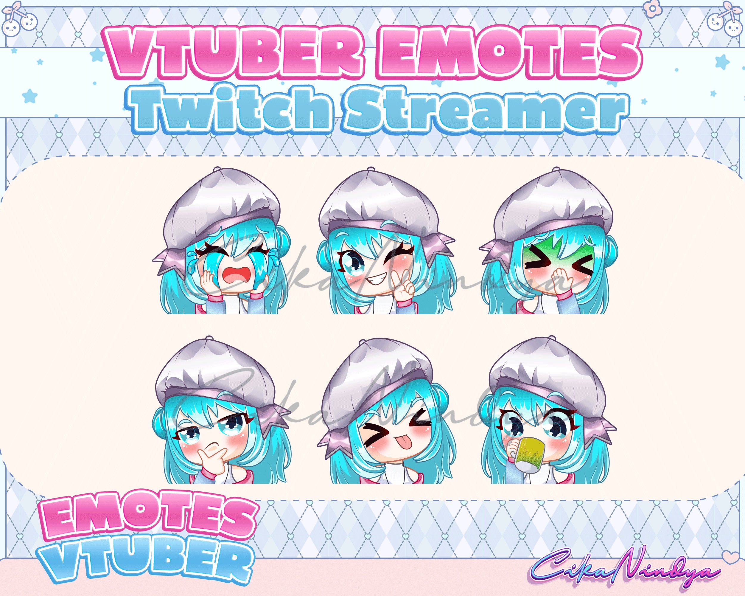 Elevate Your Chat Engagement With Vtuber Emote Blue Hair for - Etsy