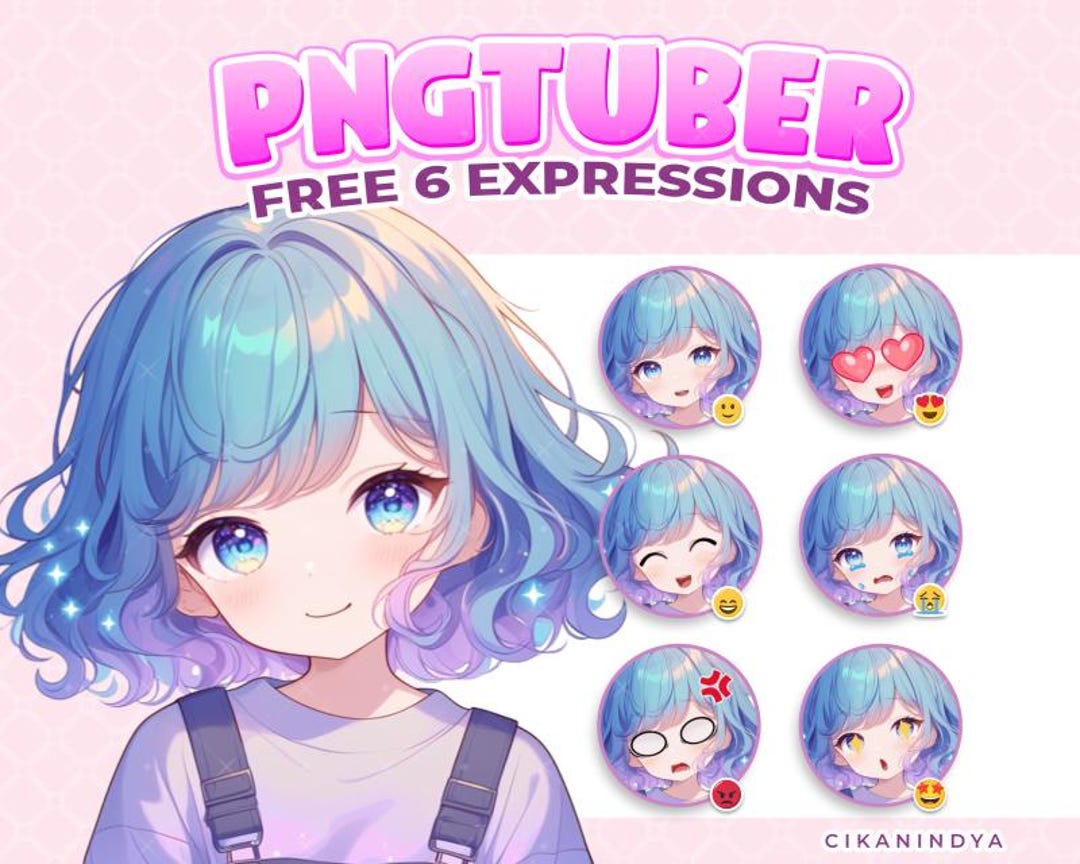 Custom-like Pngtuber Model – Premade Chibi Girl With Starry Aesthetic ...