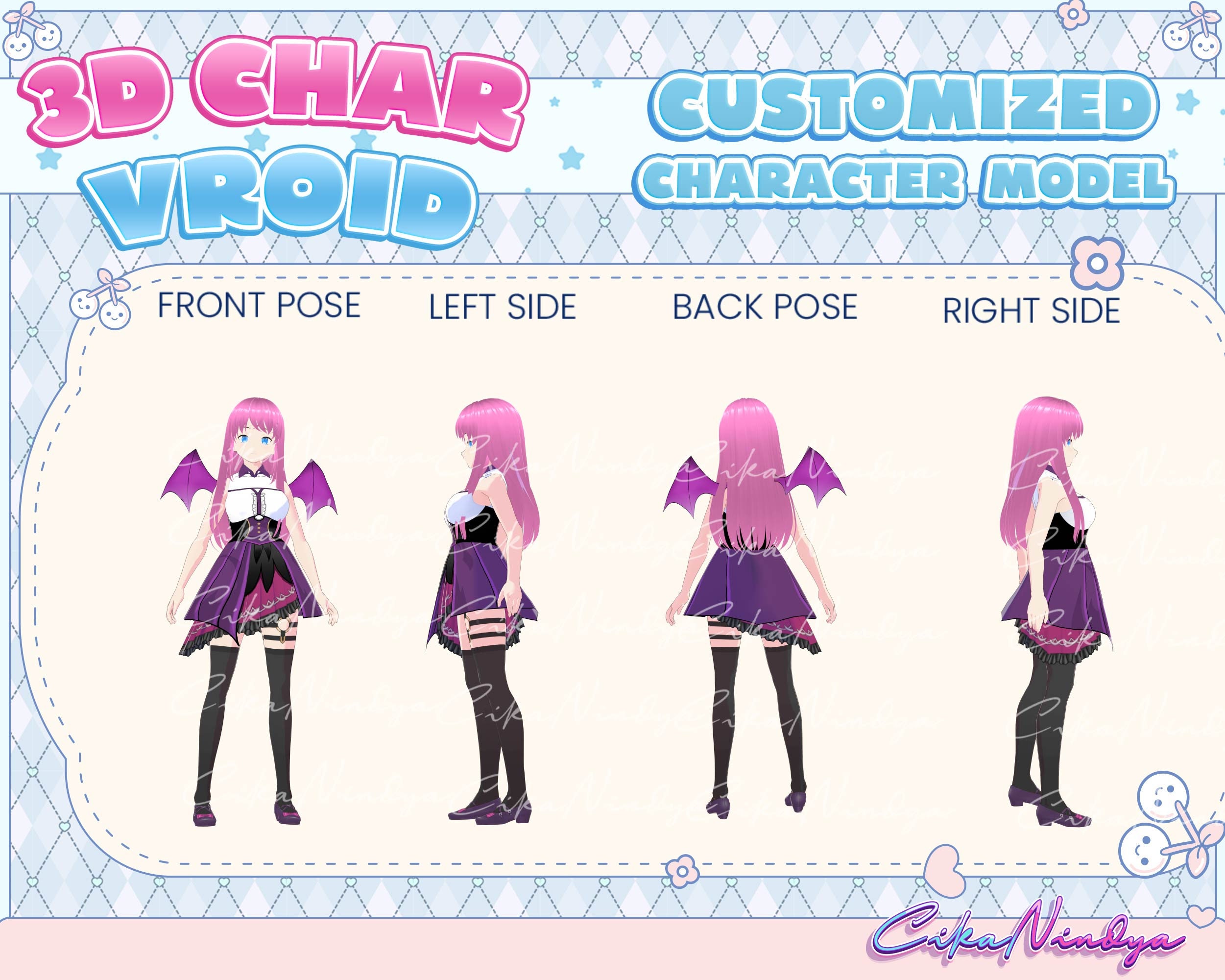 3D Vroid Character 3d Model Vtuber Model Free Virtual - Etsy