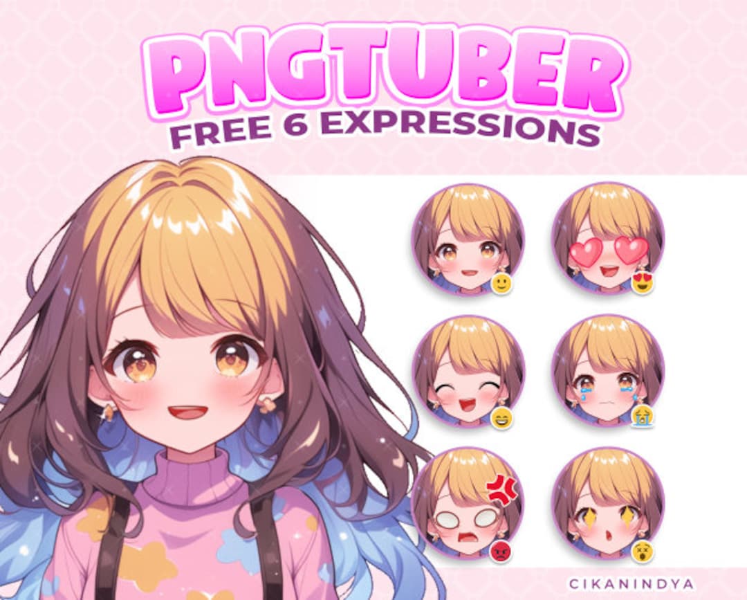 PNG Tuber Sweet Girl With a Radiant Smile Get 6 Poses Streamer Virtual ...