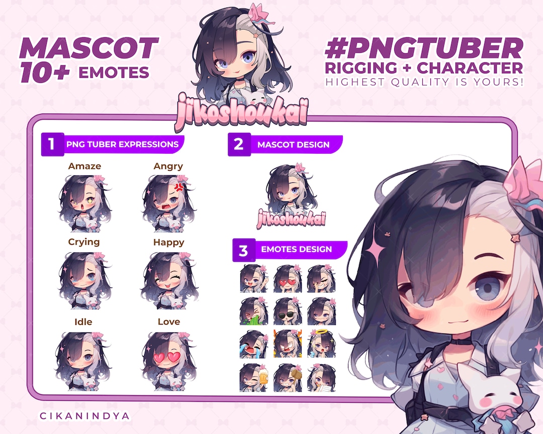 PNG Tuber | PNG Tuber Pack Jikoshoukai Chibi Girl | Bonus Mascot | Get ...