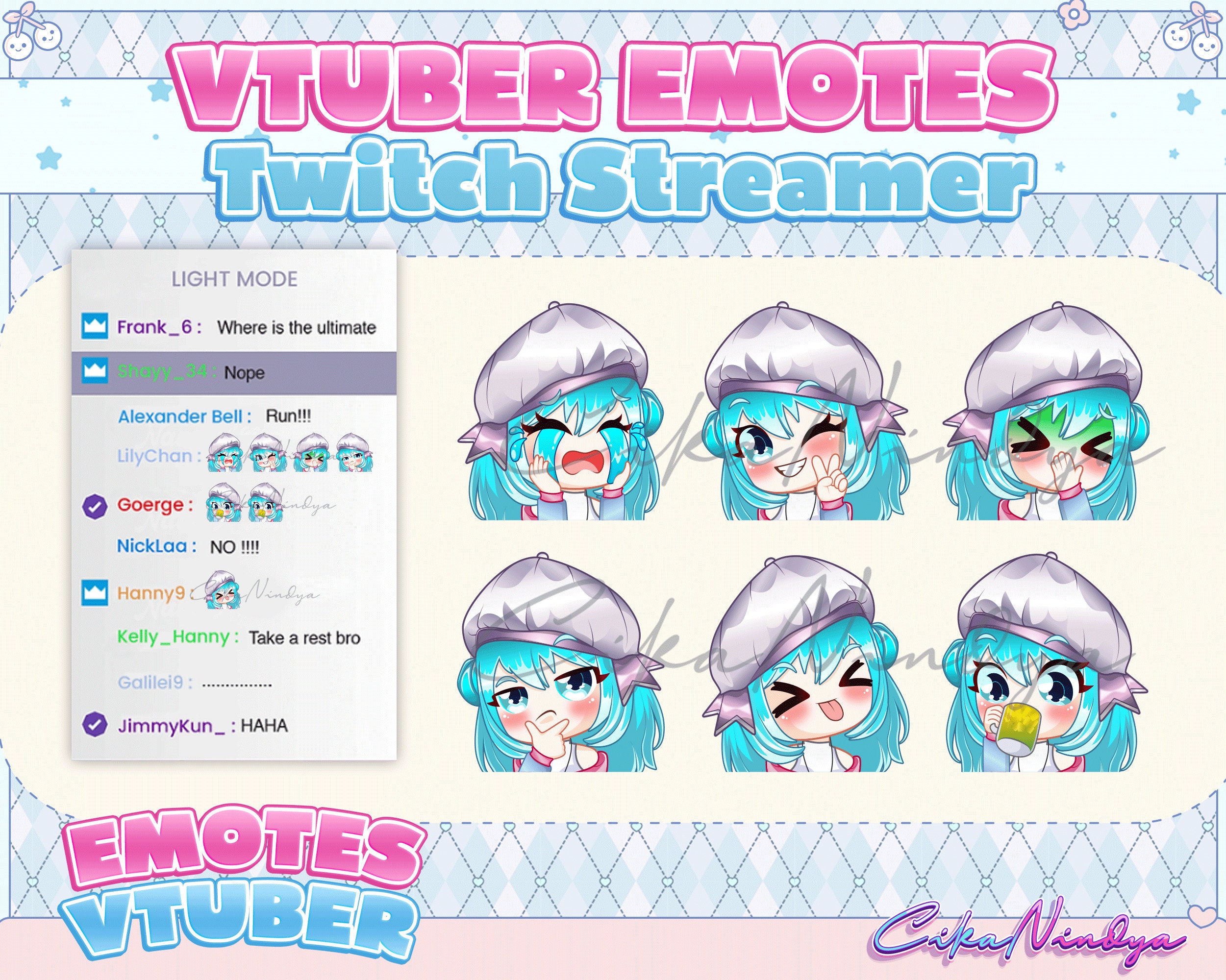 Elevate Your Chat Engagement With Vtuber Emote Blue Hair for - Etsy