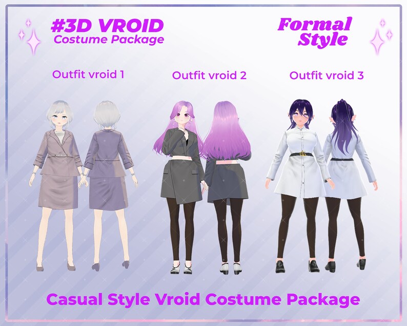 Vroid Clothing Pack Clothes Doll Clothes 3d Vroid Formal - Etsy