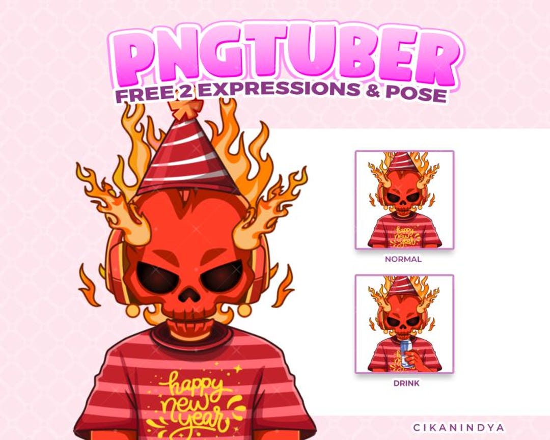 Flaming Skull Pngtuber: Red New Year Vtuber Model - Etsy