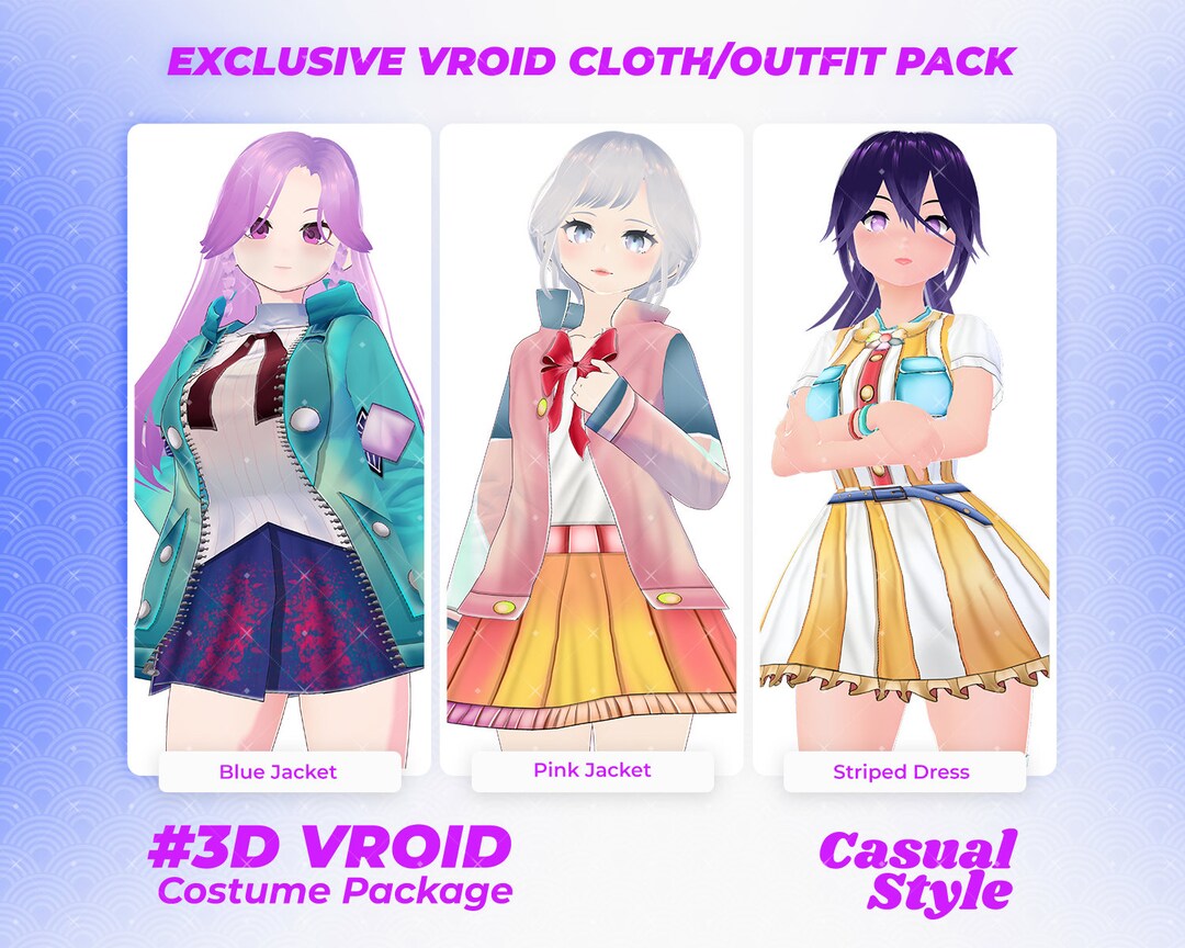 Casual Vogue Kit 3 Piece Fashion Forward Vroid Outfits - Vroid Clothing ...