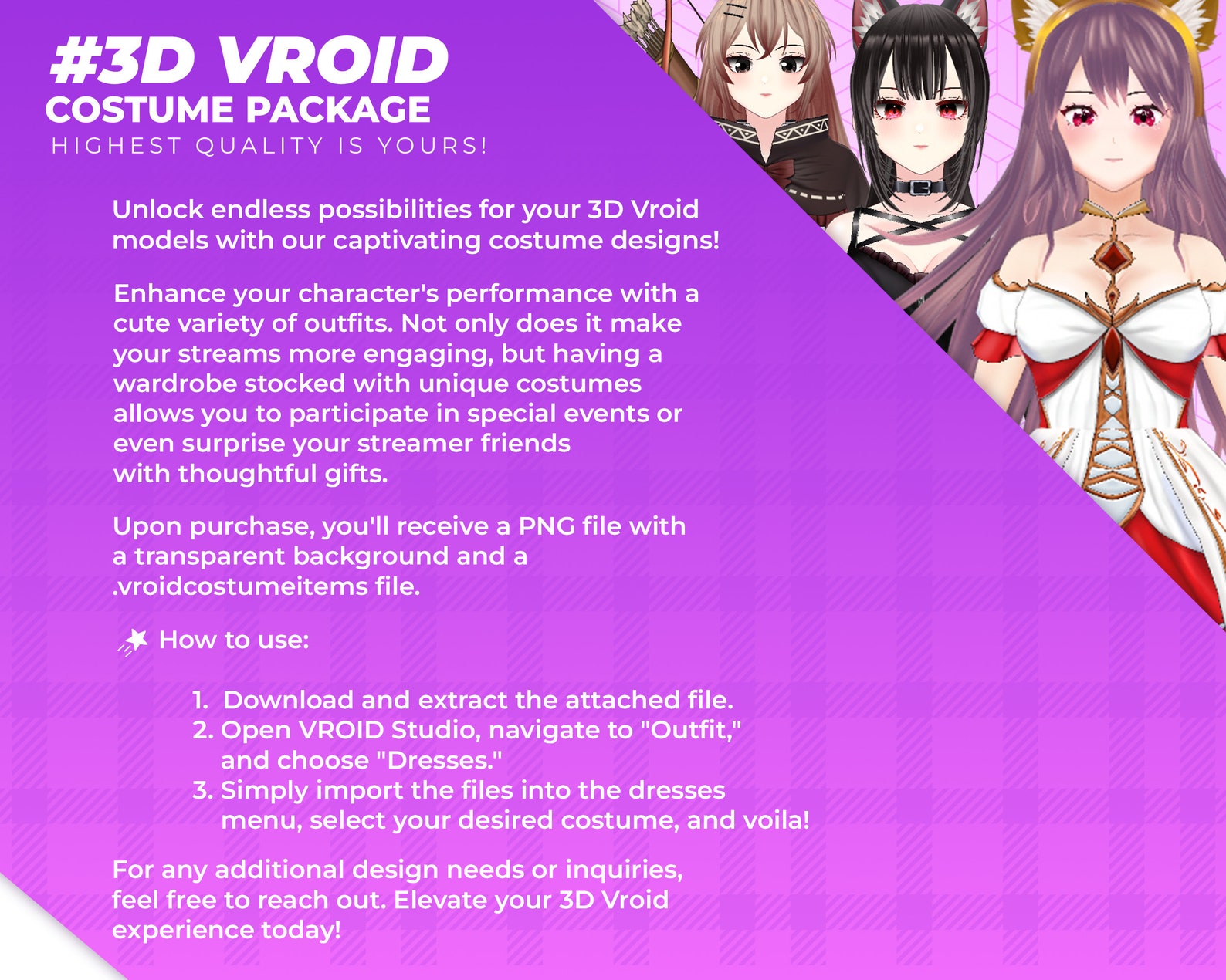 Vroid Outfit Pack: Casual 3D Avatar Clothes (3-in-1) (.vroidcustomitem ...
