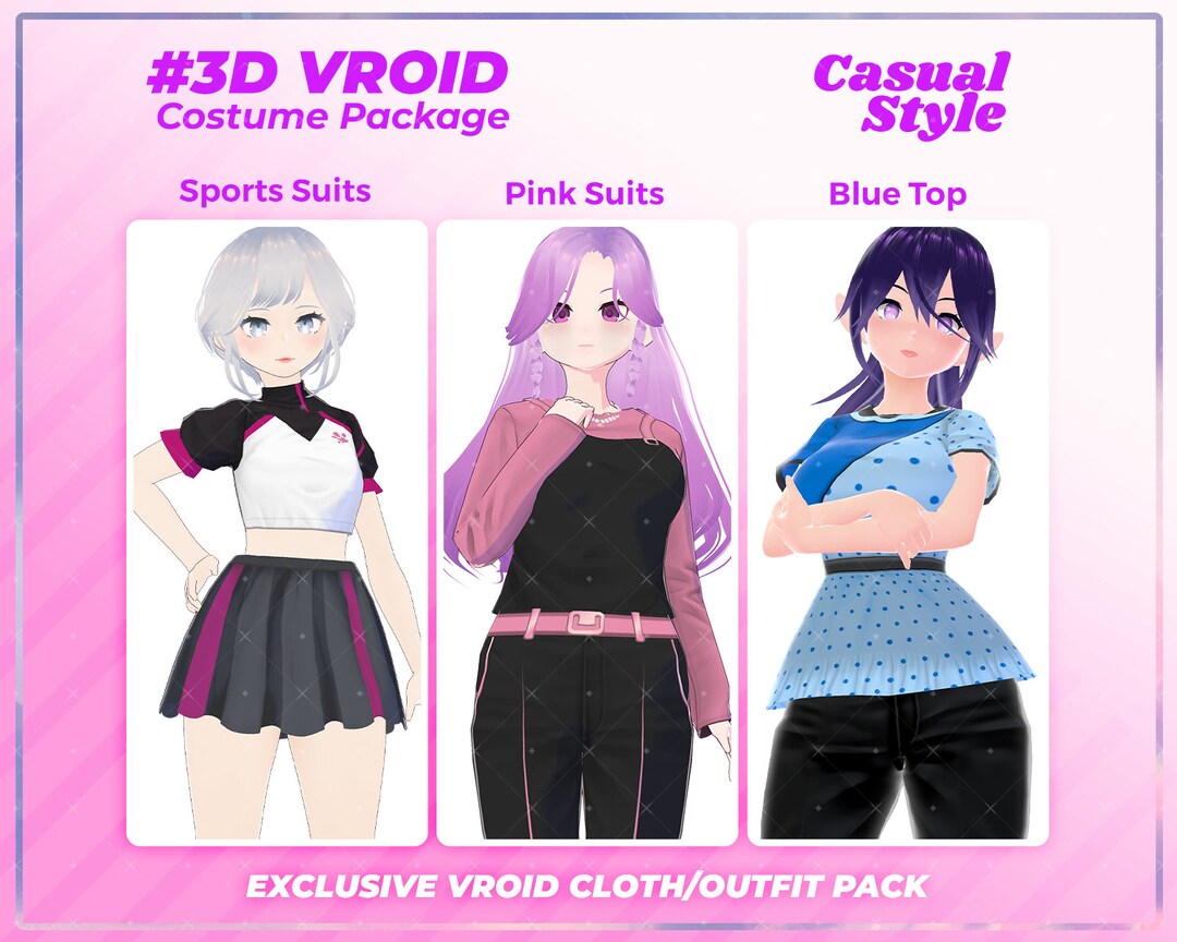 Vroid Clothing Pack, Vroid Assets, Vroid Outfit, Cosplay Costume, 3d, Clothes Complete Vroid ...
