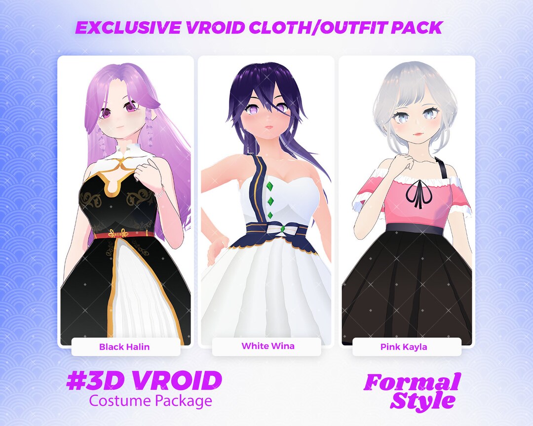 Digital Fashion Forward 3D Vroid Formal Girl Outfit-vroid Clothing Pack ...