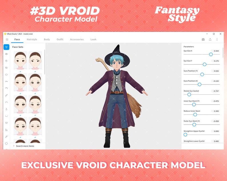 3D Vroid Vtuber Model: Male Witch Character for Streaming (.VRM) - Etsy ...