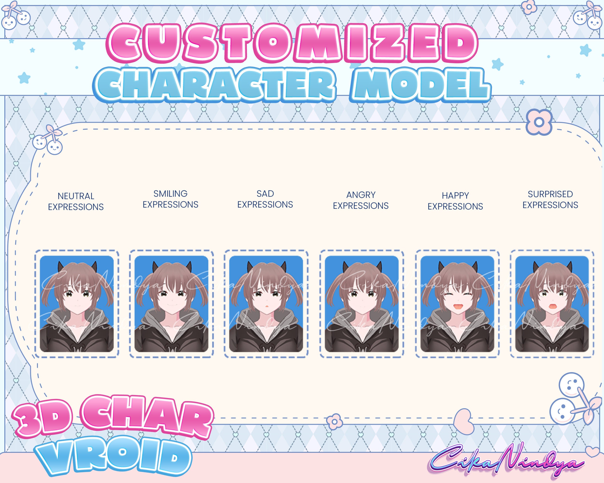 Mystical 3D Vroid Character Horn Head Anime Girl for Streamer - Etsy