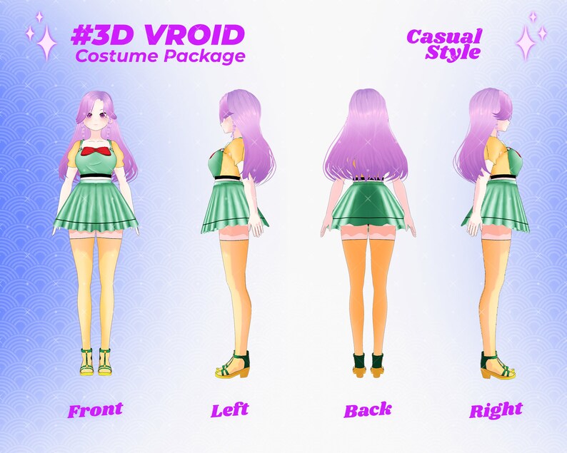 Vroid Outfit Pack: Casual Styles for Streamers (.vroidcustomitem ...