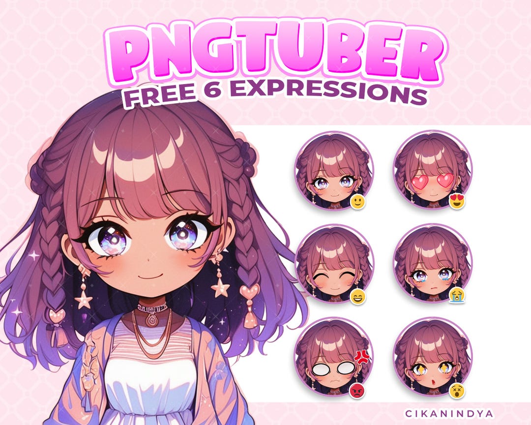 PNG Tuber | Chic Pastel PNG Tuber Avatar for Streaming | Get 6 Poses ...