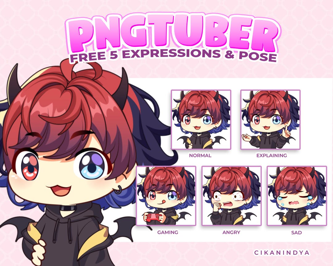 Custom-like Demon Pngtuber – Bold Red and Blue Aesthetic - Etsy