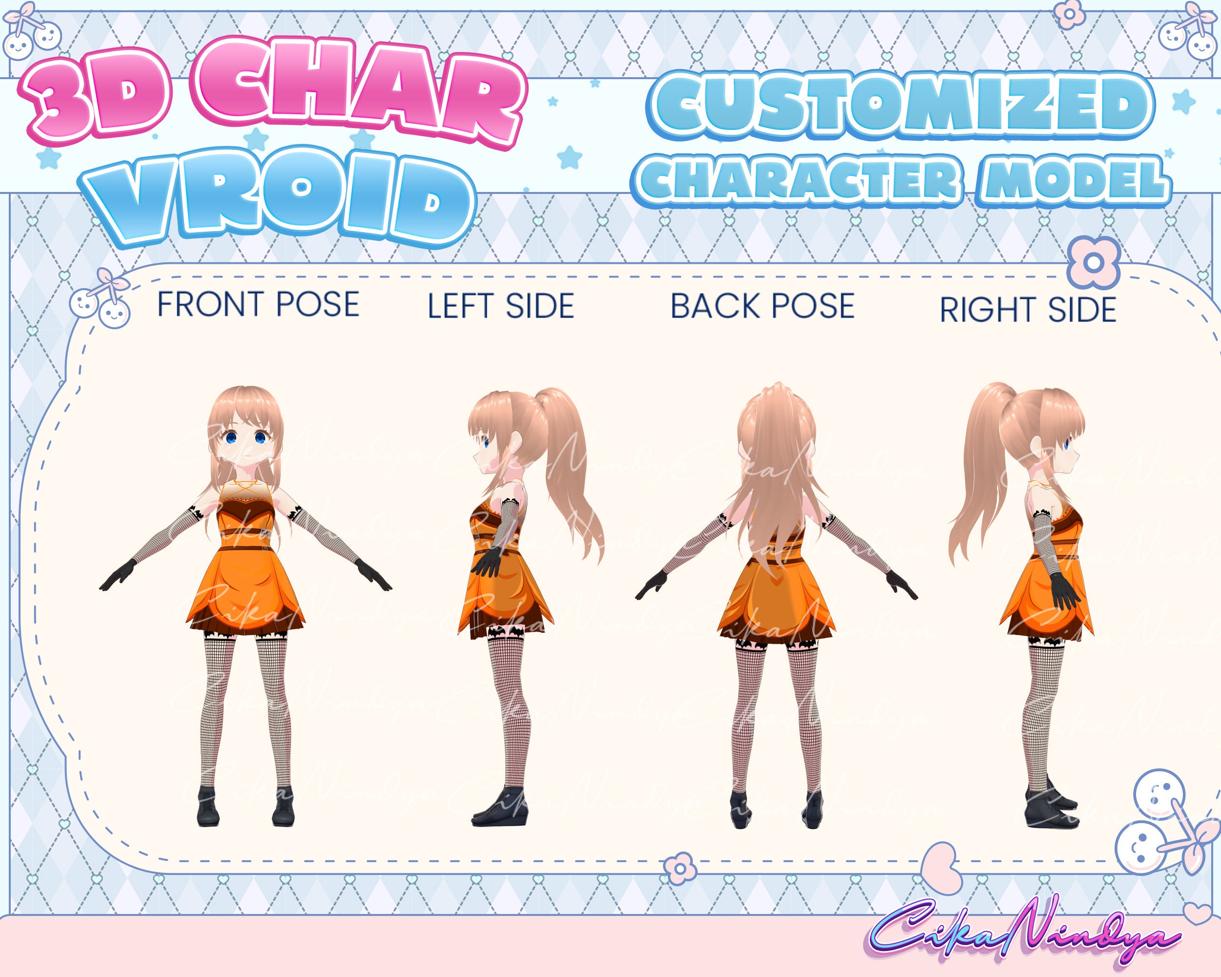 3D Vroid Character Vroid 3D Virtual Model Streamer Avatar - Etsy