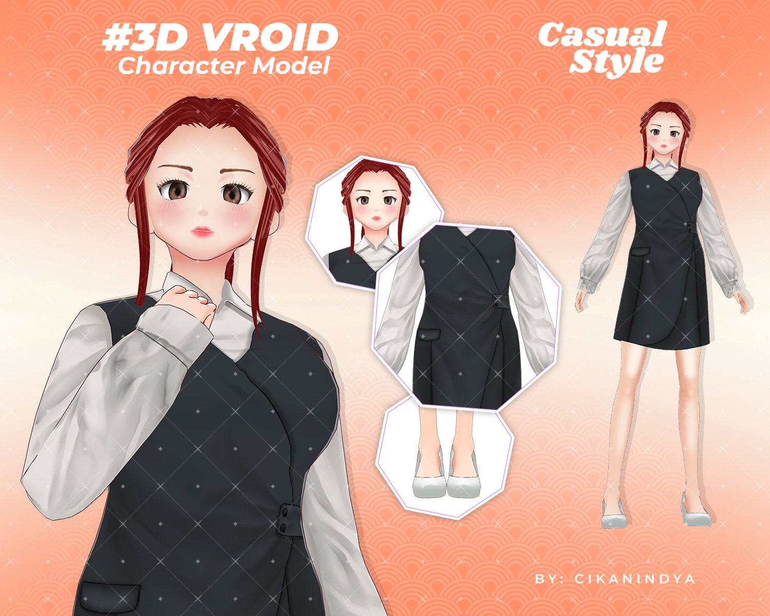 Exquisite Anime Girl 3D Vroid Model Varsha Cleo for Streamers 3D Vroid ...