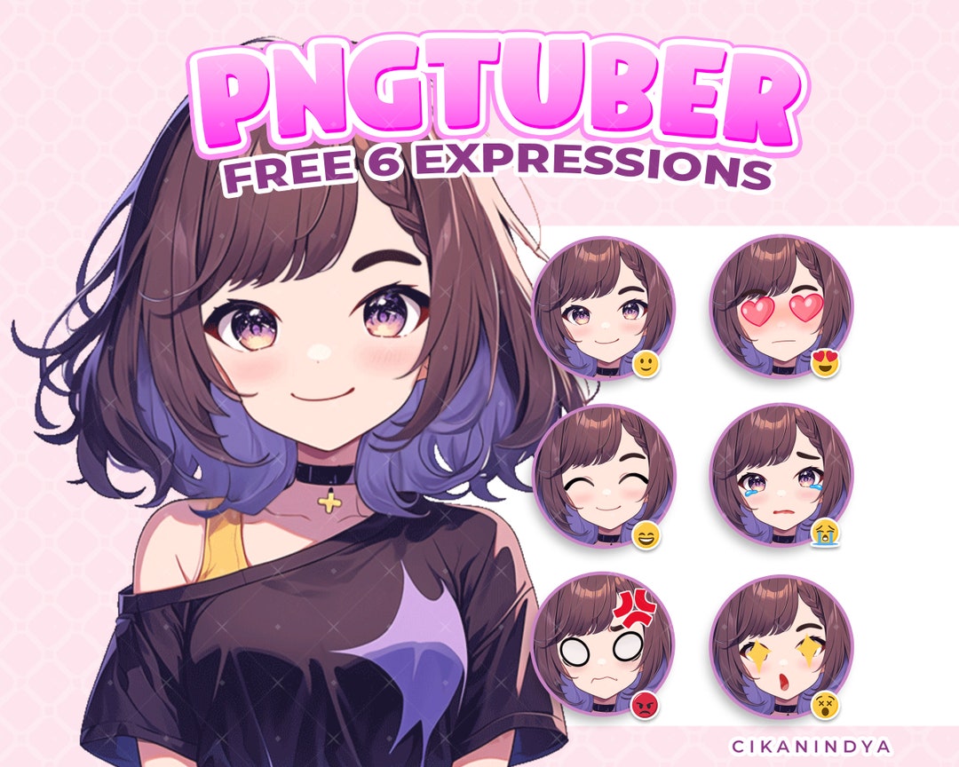 PNG Tuber | Exclusive Tuber Character Girl With T-shirt Black Purple ...
