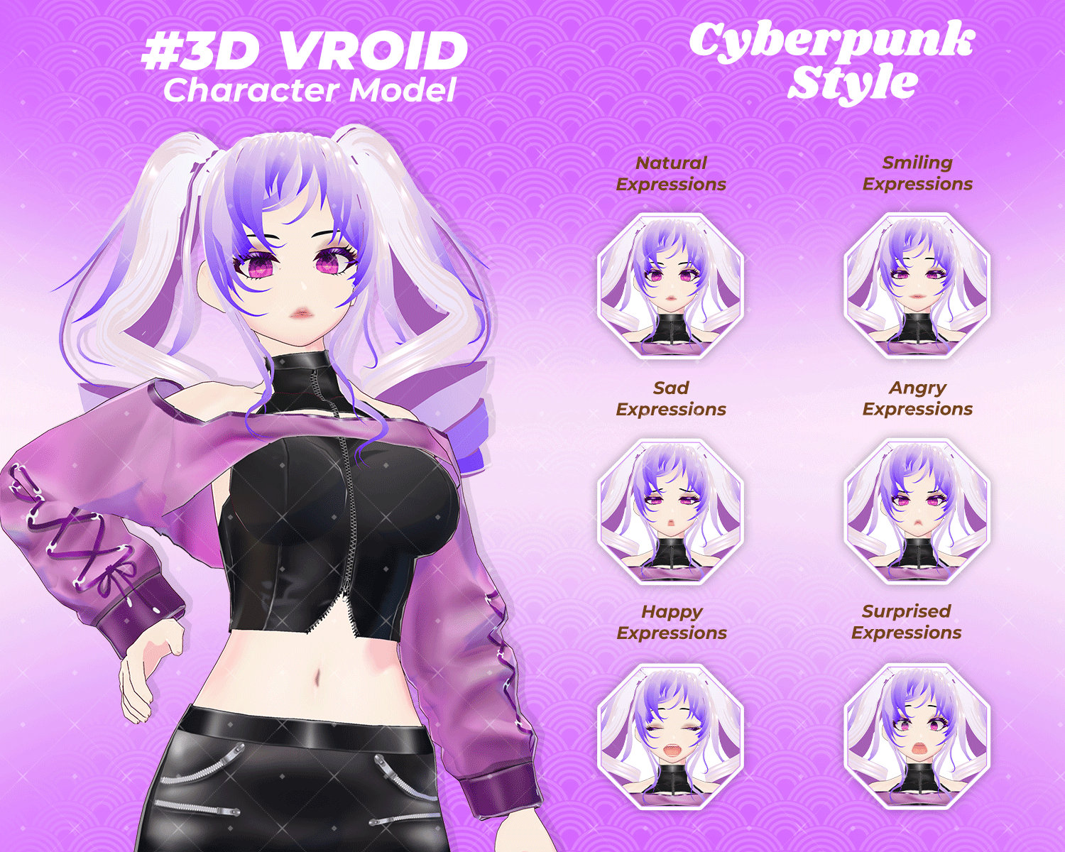 3D Vroid Character, Vtuber Model, 3d Model Anime Avatar Expressive 3D ...