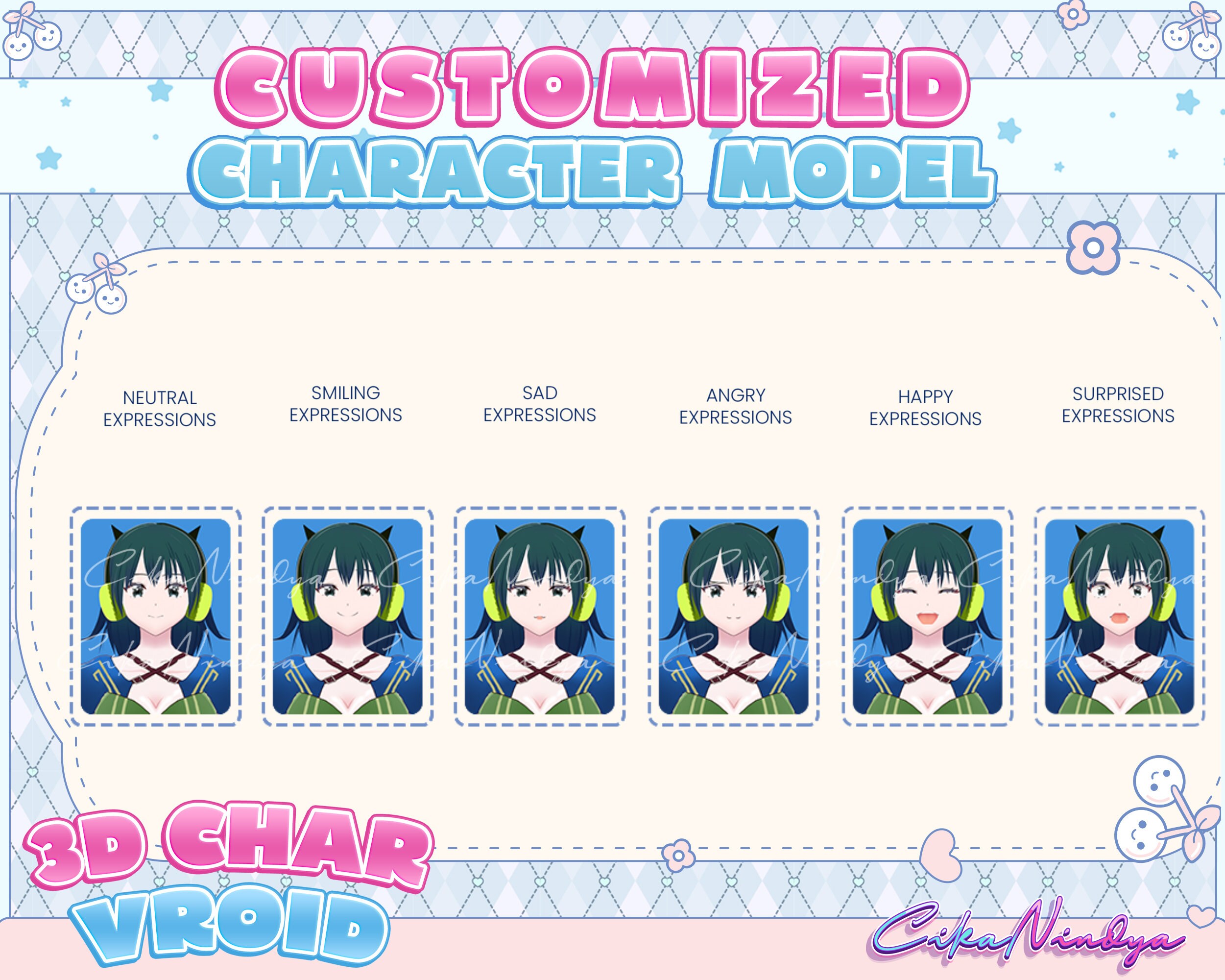 3D Vroid Character 3d Model Commission Virtual Youtuber - Etsy