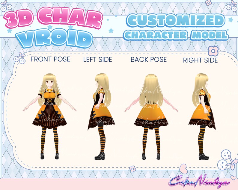 3D Vroid Character, Vtuber Model Free, 3d Model, Vtuber Model, Streamer ...