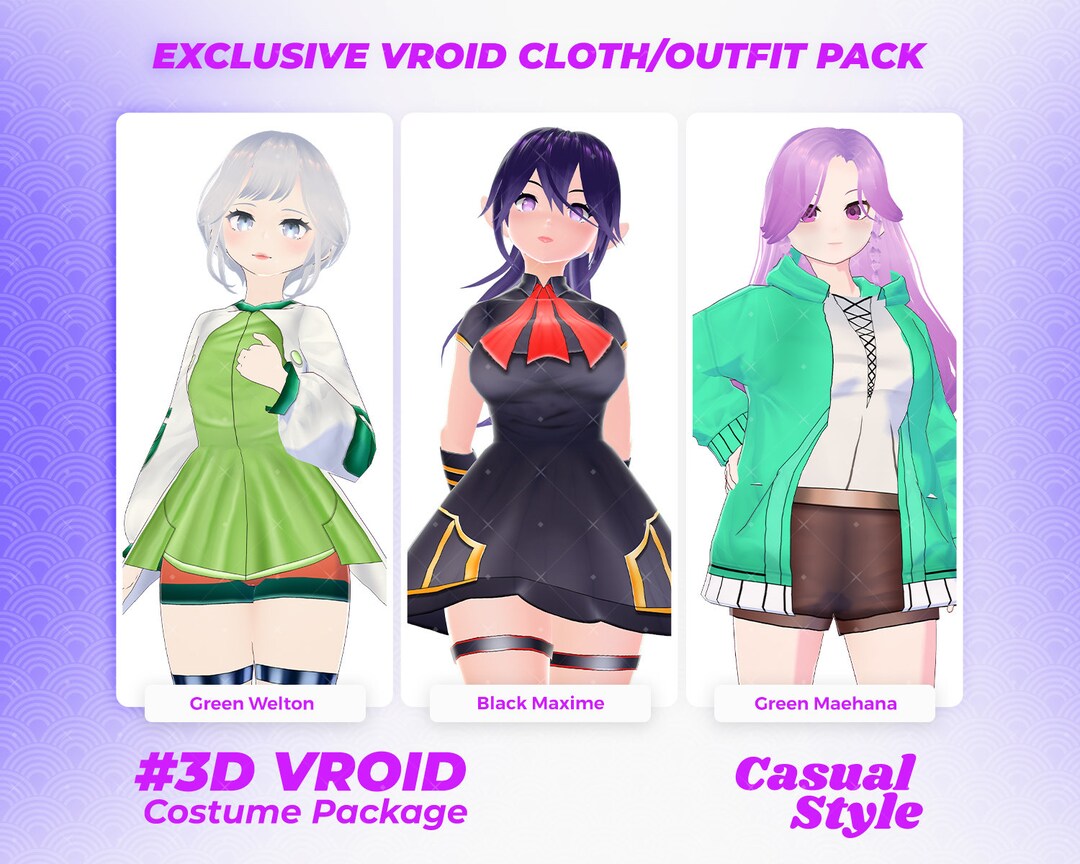 Casual Modern Perfect Looks for Vroid Girl Stream - Vroid Clothing Pack ...