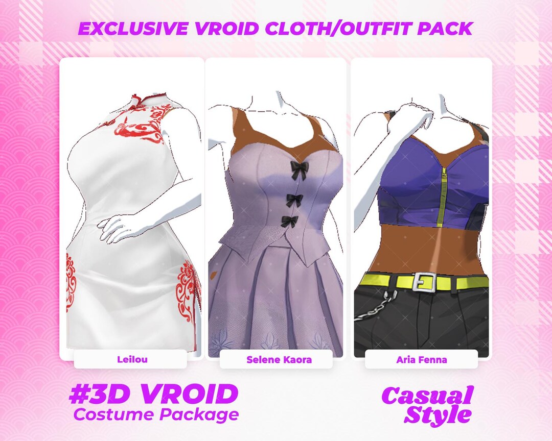 Vroid Clothing Pack: Elegant Casual Dress Set - Cheongsam, Corset, Crop ...