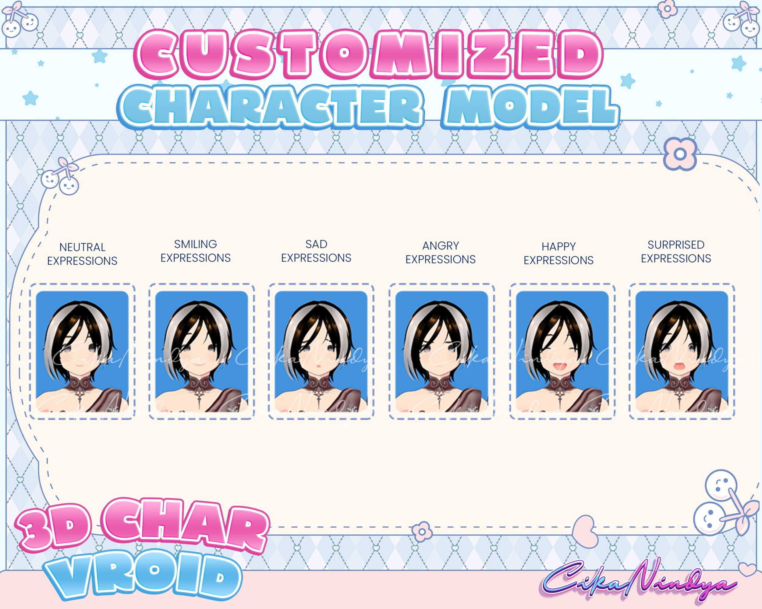 3D Vroid Character D Model Commission Vtuber Model Vroid - Etsy