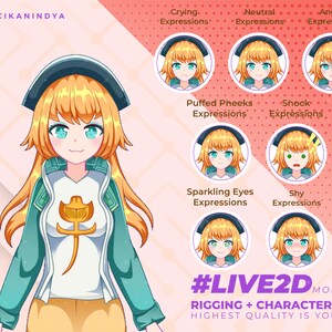 Orange Haired Anime Girl Vtuber Model: 7 Expressions, Walk & Fist ...