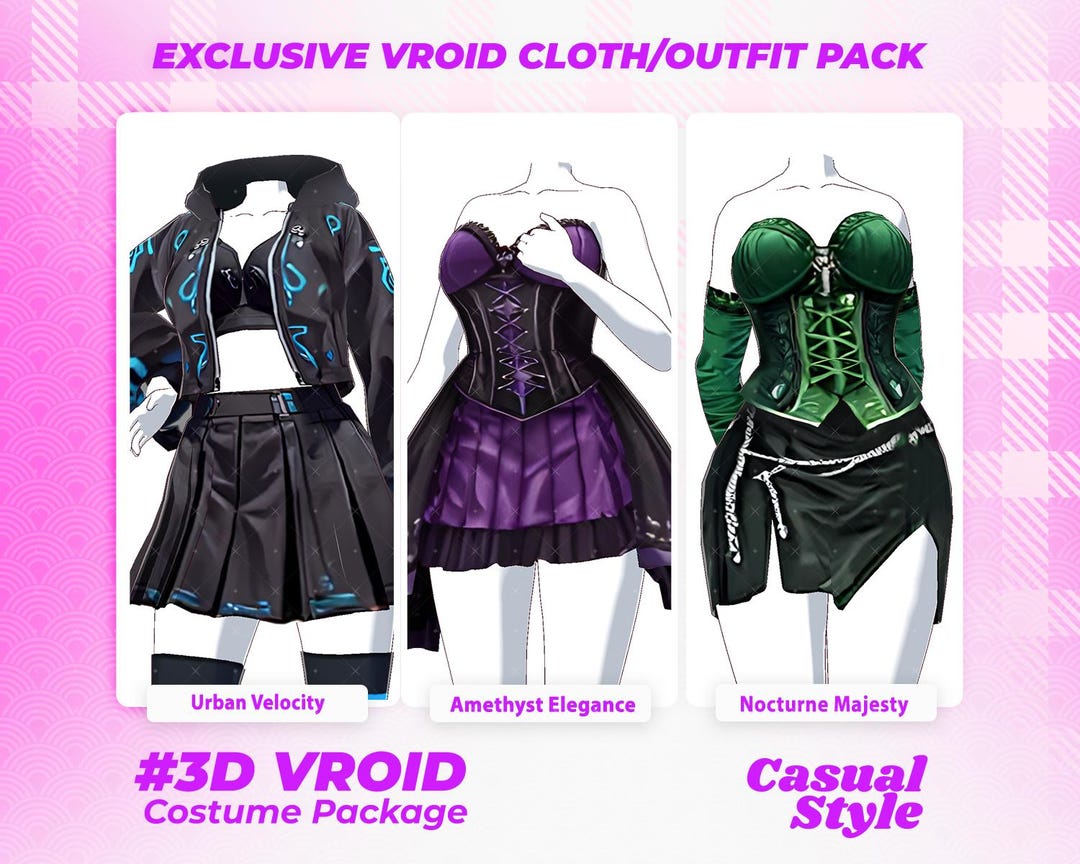 Vroid Outfit Pack: Gothic Cyberpunk Avatar Clothes for Vrchat - Etsy ...