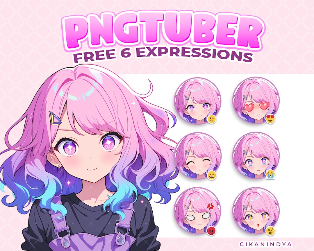 PNG Tuber | Colorful Gradient-haired Vtuber Avatar for Creative ...