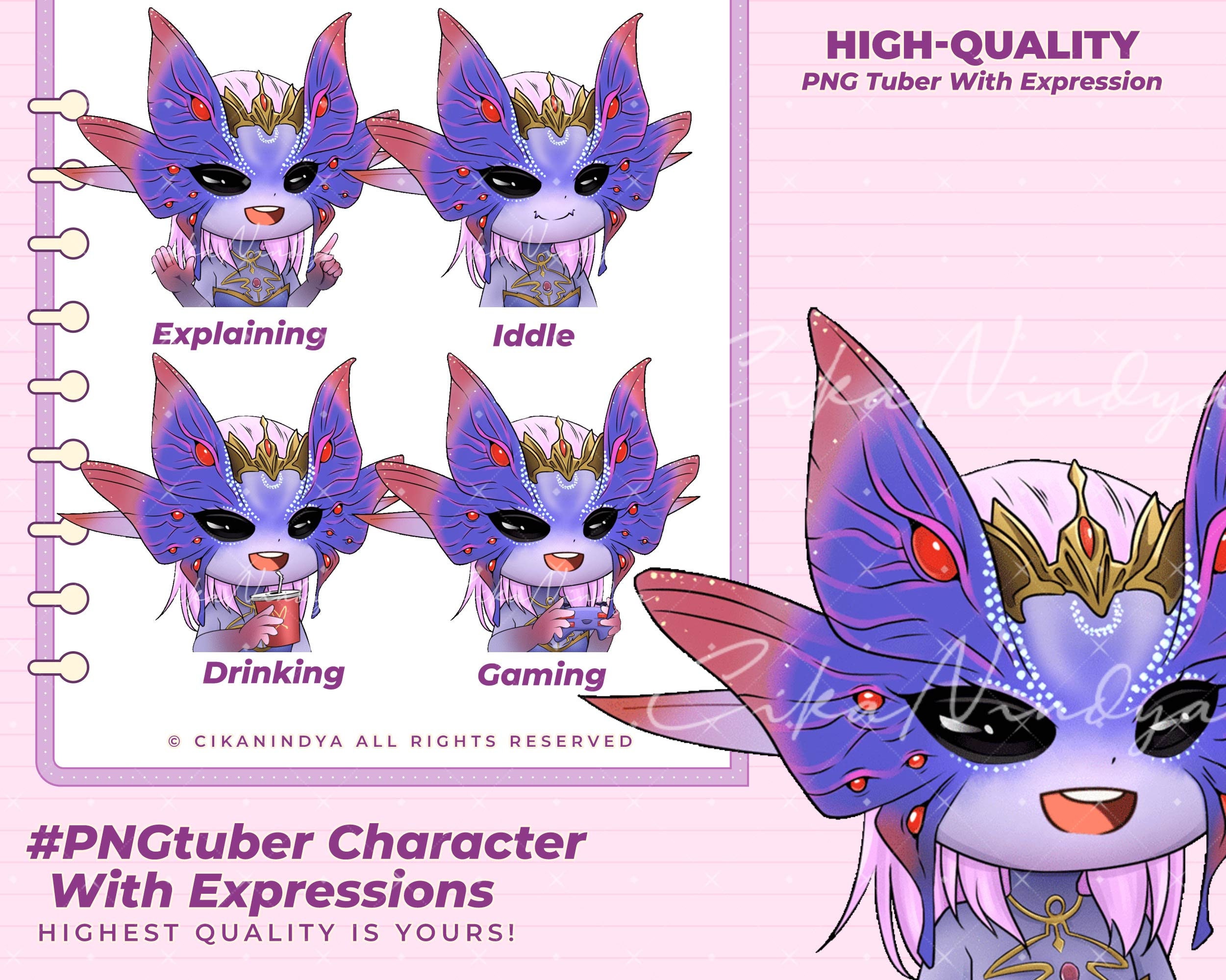 Streamer's Must-have High-quality PNG Tuber Chibi Alien - Etsy