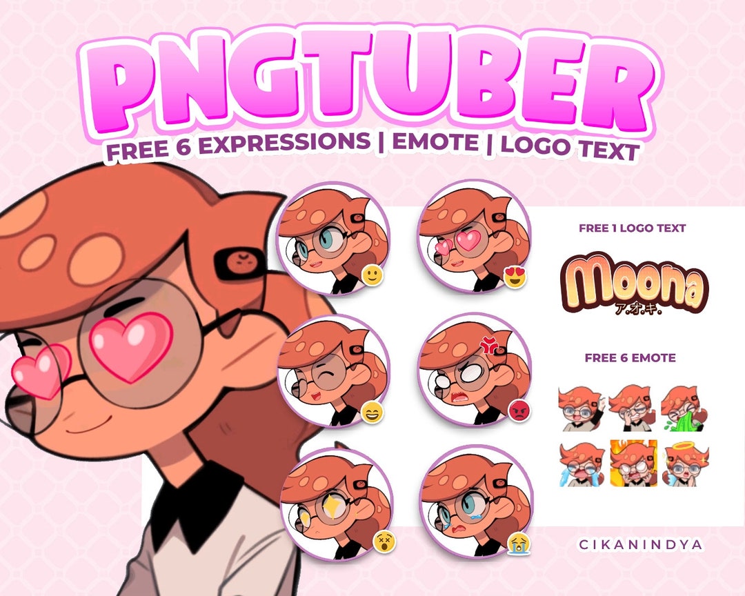 Moona Girl Pngtuber Avatar: 6 Poses, Emotes & Logo - Etsy