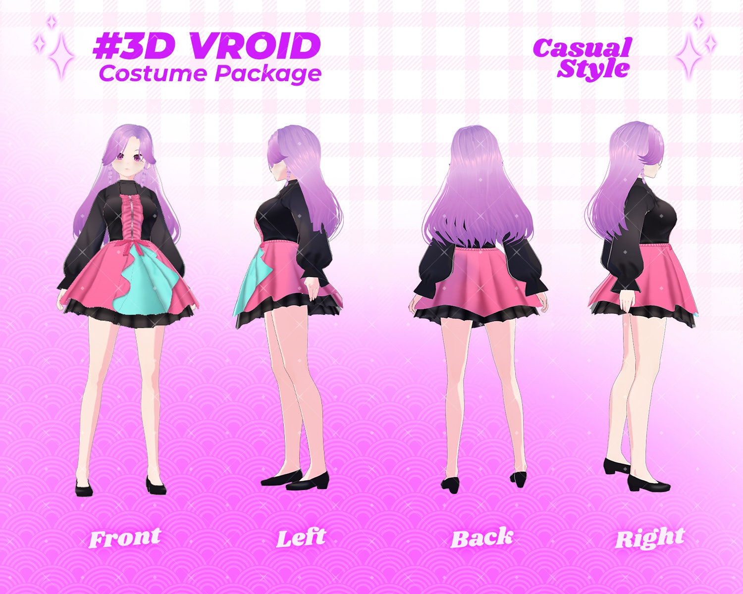 Modern Avatar With 3-in-1 Vroid Girl's Apparel Pack Vroid Clothing Pack ...
