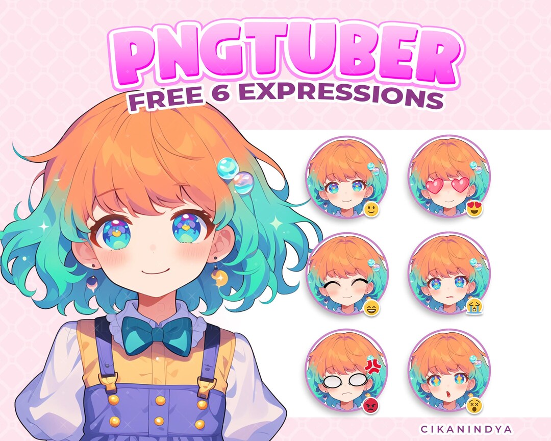 PNG Tuber | Cute Girl PNG Tuber With Charming Expressions| Get 6 Poses ...