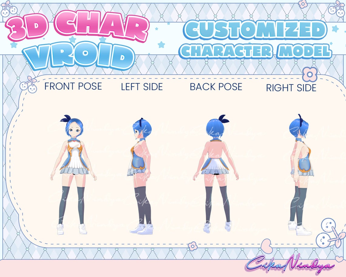 3D Vroid Character 3d Model Commission Vroid 3D Modelin - Etsy