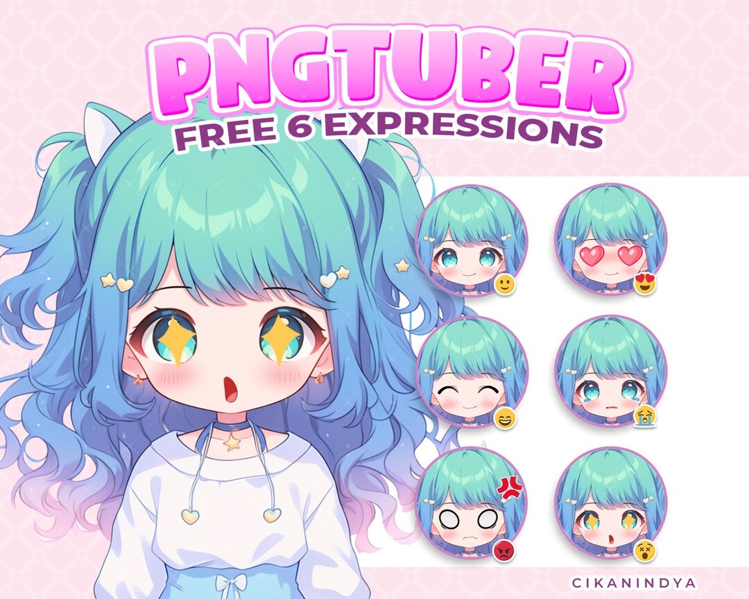 PNG Tuber | Adorable Kawaii Girl Vtuber | Get 6 Poses | Cute Character ...