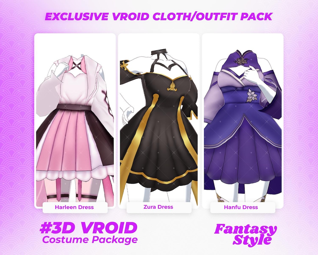 3D Vroid Clothes Pack | Fantasy 3D Vroid Clothing Collection - Customizable Outfits for Vroid ...