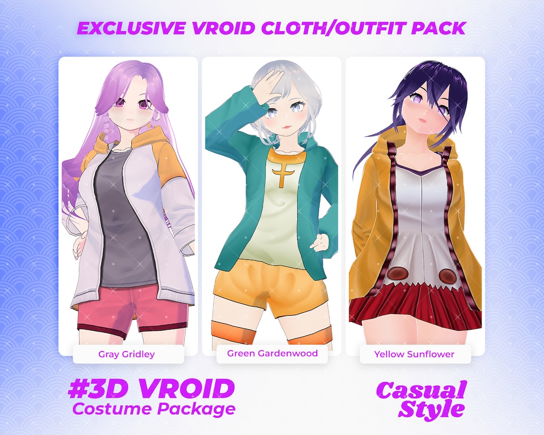 Vroid Clothing Pack, Vroid Assets, Vroid Outfit, Cosplay Costume, 3d ...