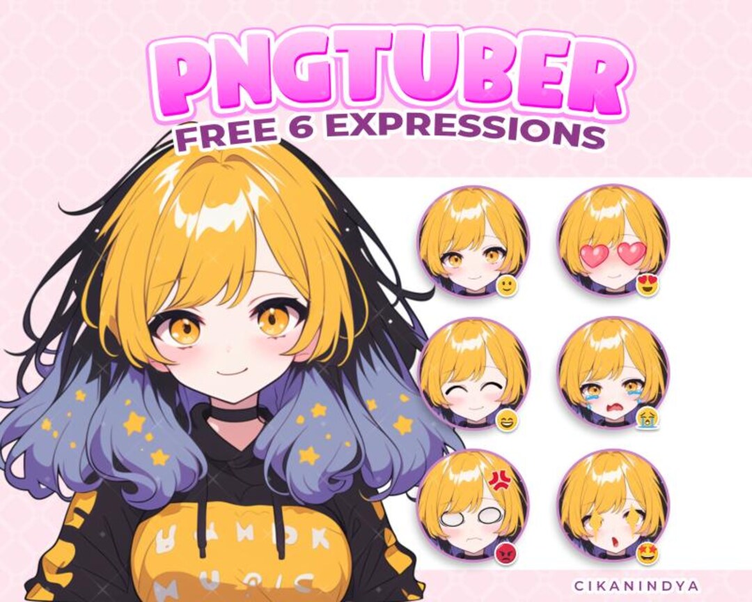 PNG Tuber Adorable Girl With Flowing Hair PNG Tuber for Streaming Get 6 ...