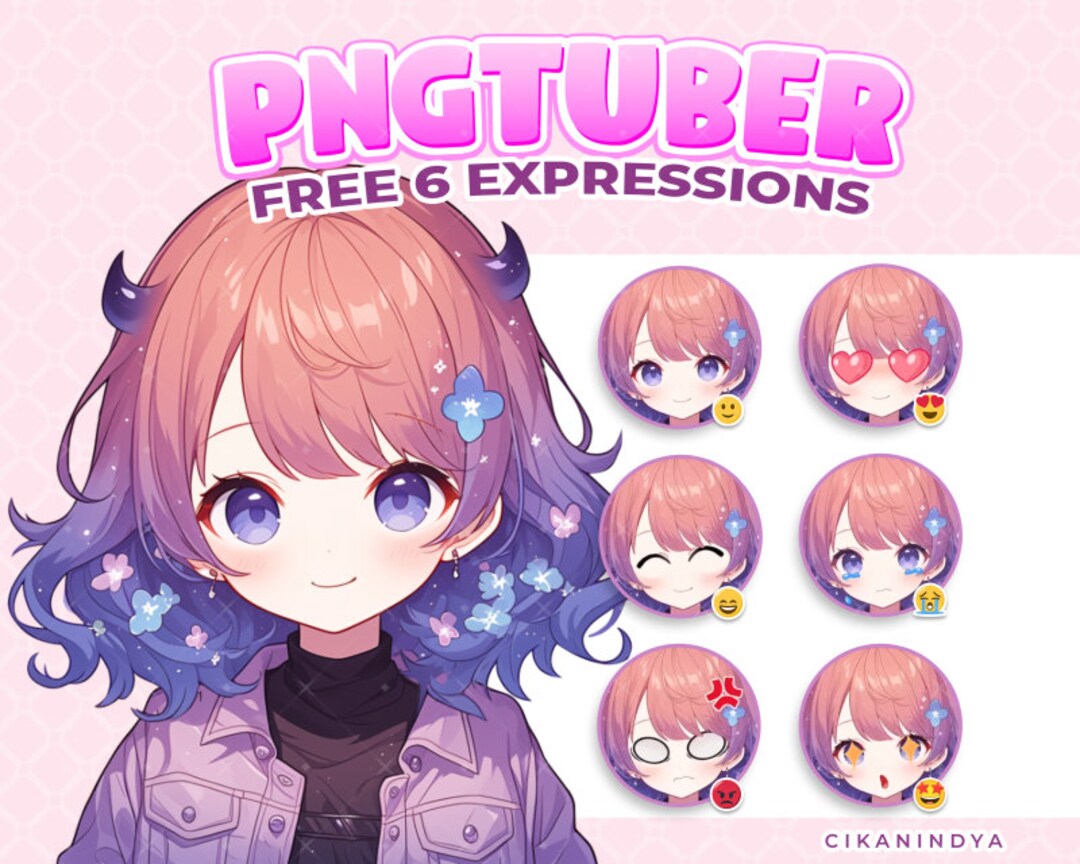 Purple Hair PNG Tuber Avatar: 6 Poses, Streaming Vtuber - Etsy UK