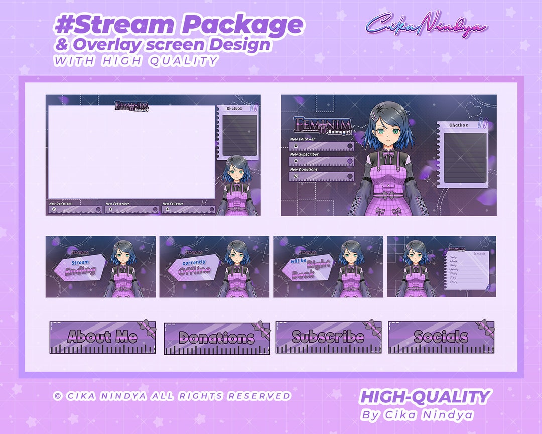 Overlay Stream Pack, Vtuber Overlay, Stream Overlay - Next-level Stream Advanced Overlay Feminim ...