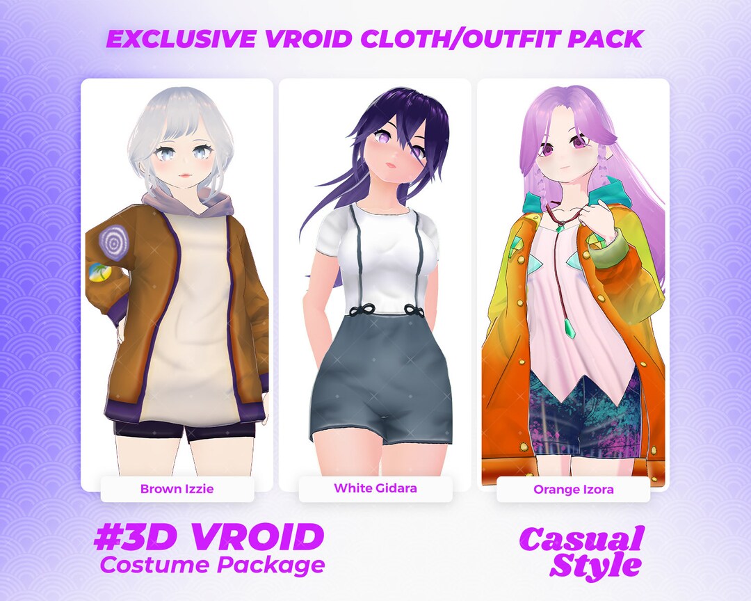 Vroid Outfit Pack: Casual Avatar Clothes, 3-in-1 Set (.vroidcustomitem ...