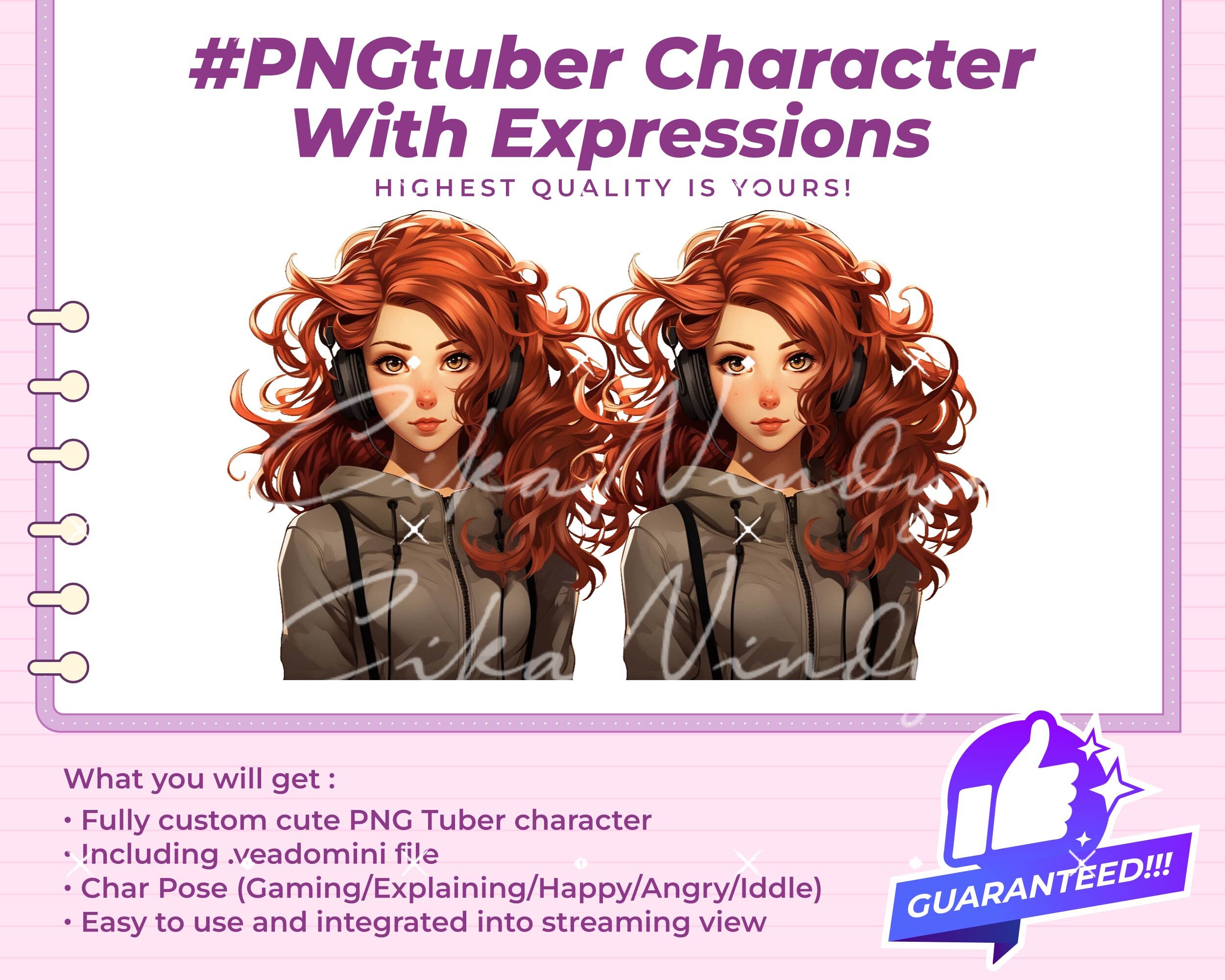 Trendy Beauty Vlogger PNG Tuber Avatar: 2 Poses, .veadomini File - Etsy