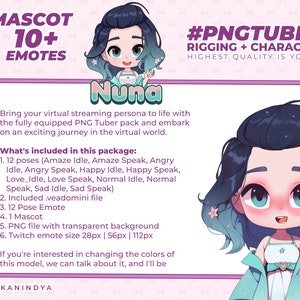 Pngtuber | PNG Tuber Nuna V2 Girl Pack | Get 6 Expressions | 12 Emote ...