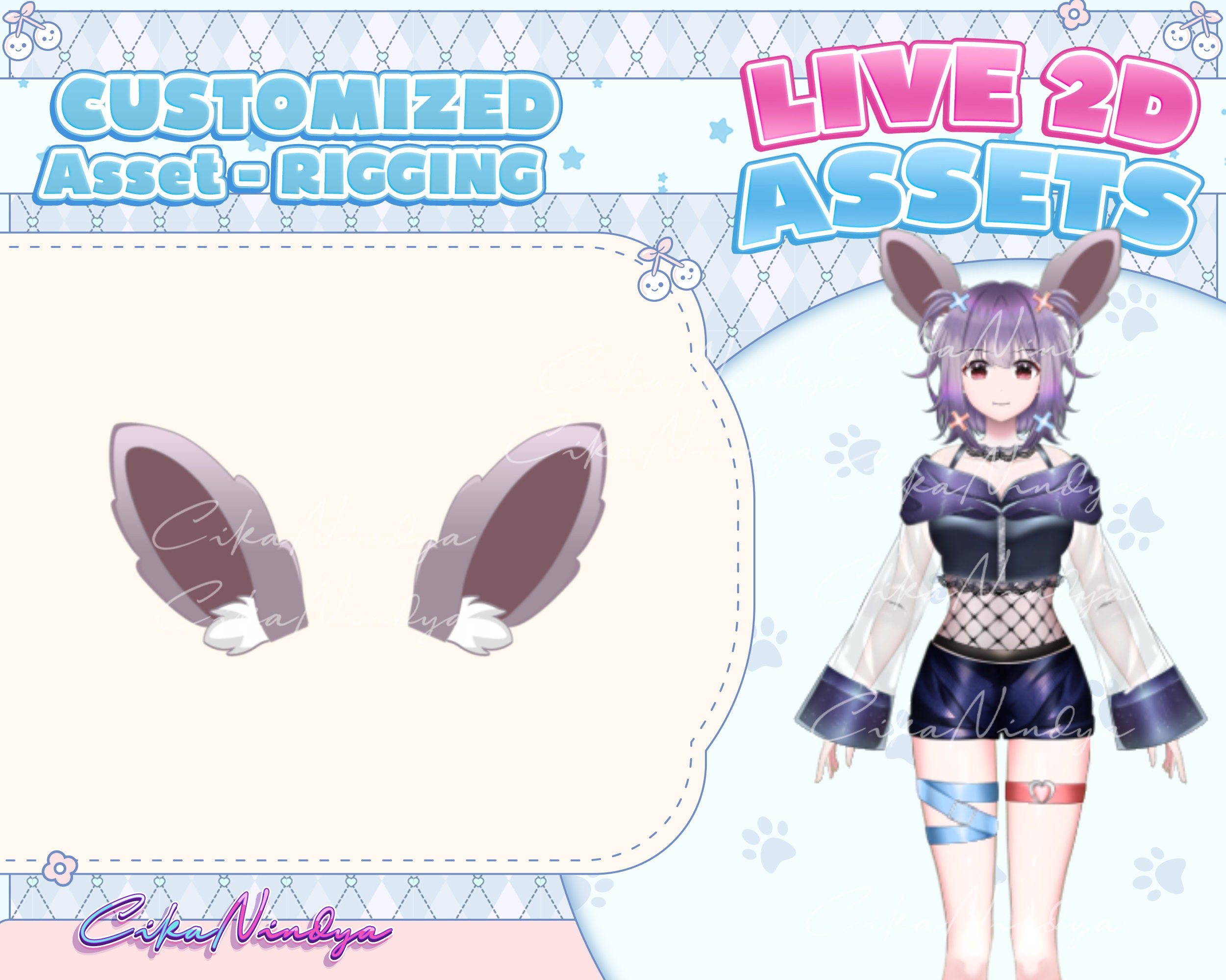 Personalized Vtuber Assets 2D Ears Vtuber Assets Stream - Etsy