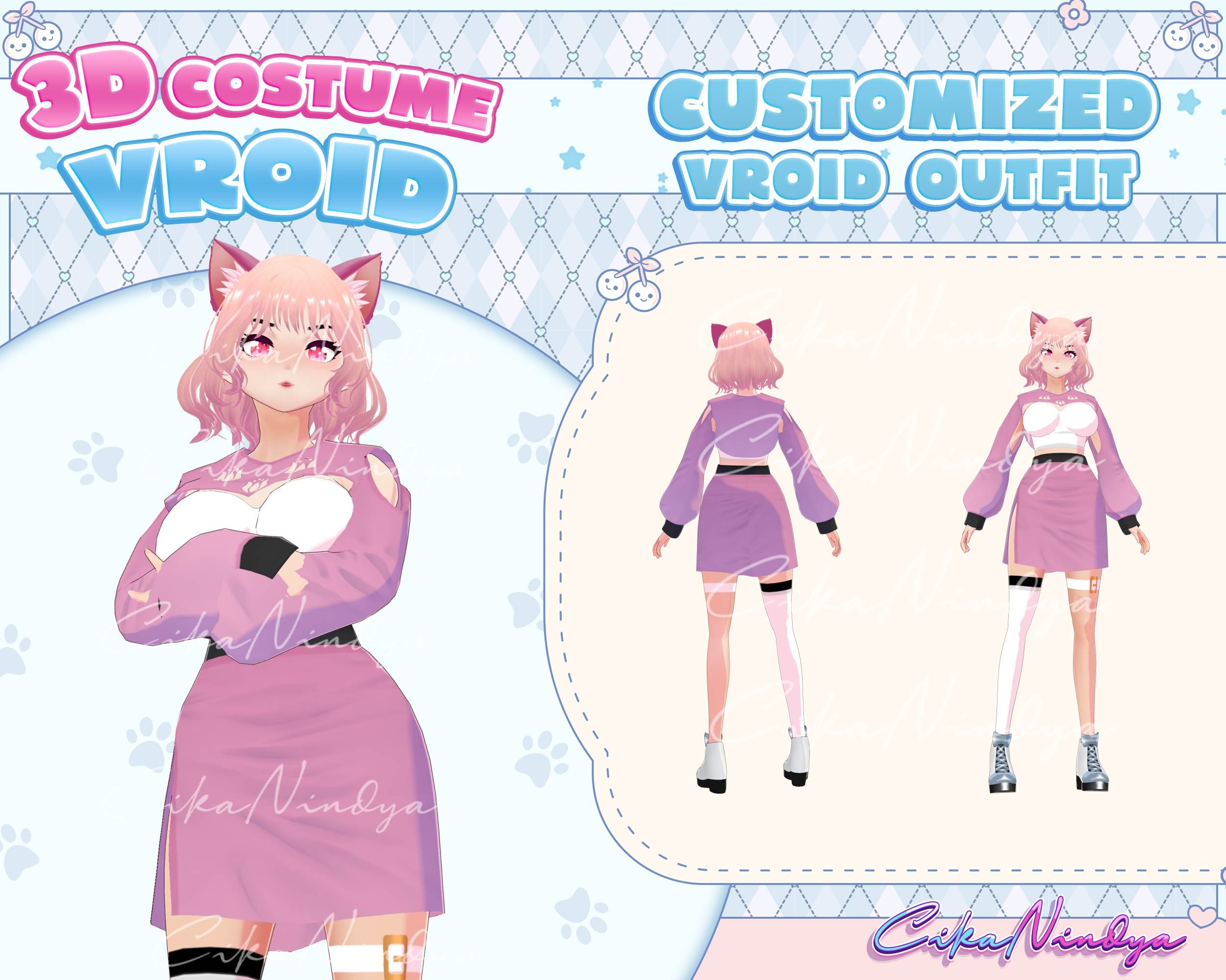 3D Vroid Costume Vroid Clothes Kawaii Clothes 3d Doll - Etsy